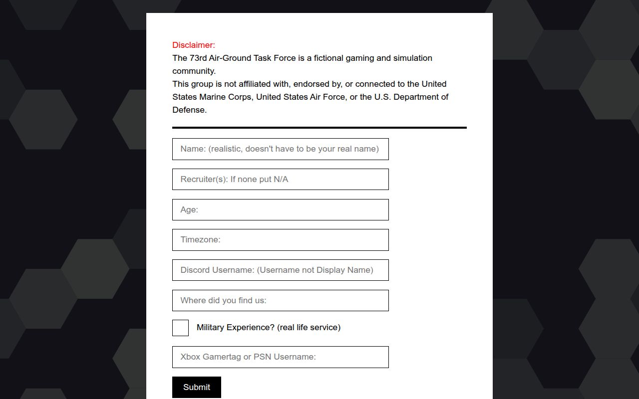 Enlistment form